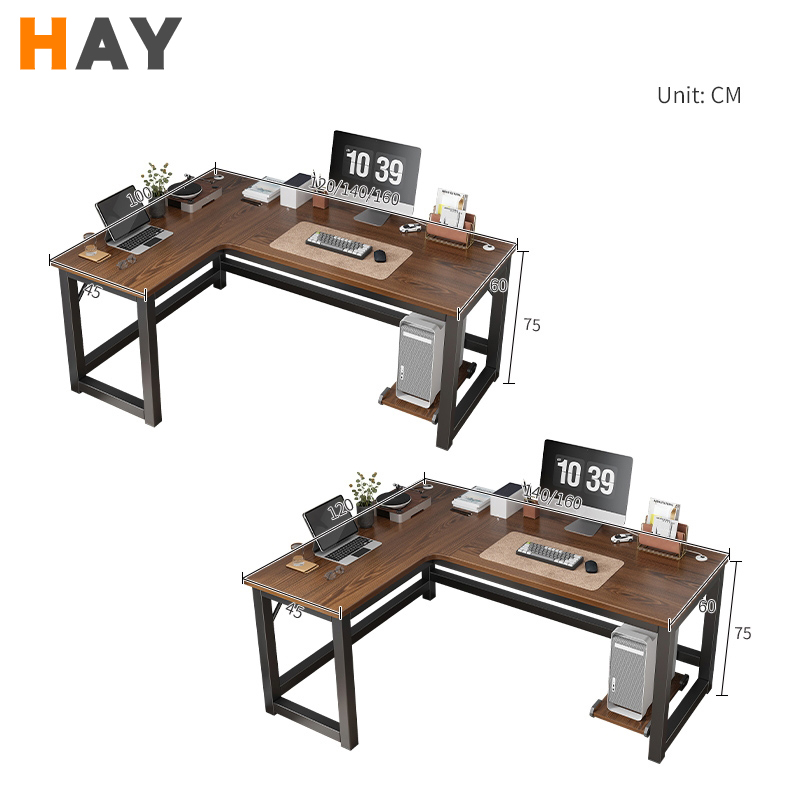 L Shape Table Meja Komputer Office Table Home Computer Desk 180/160/140 ...