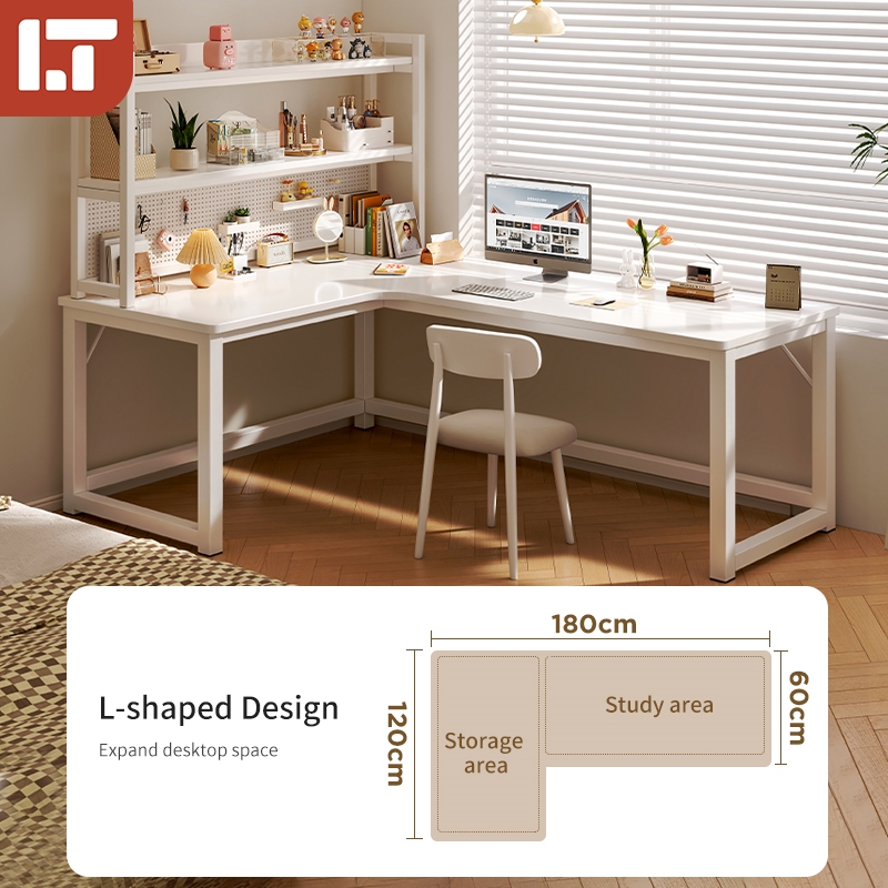 L Shape Study Table Meja Belajar Computer Desk Meja Komputer Laptop Table L shape Table 180CM ...