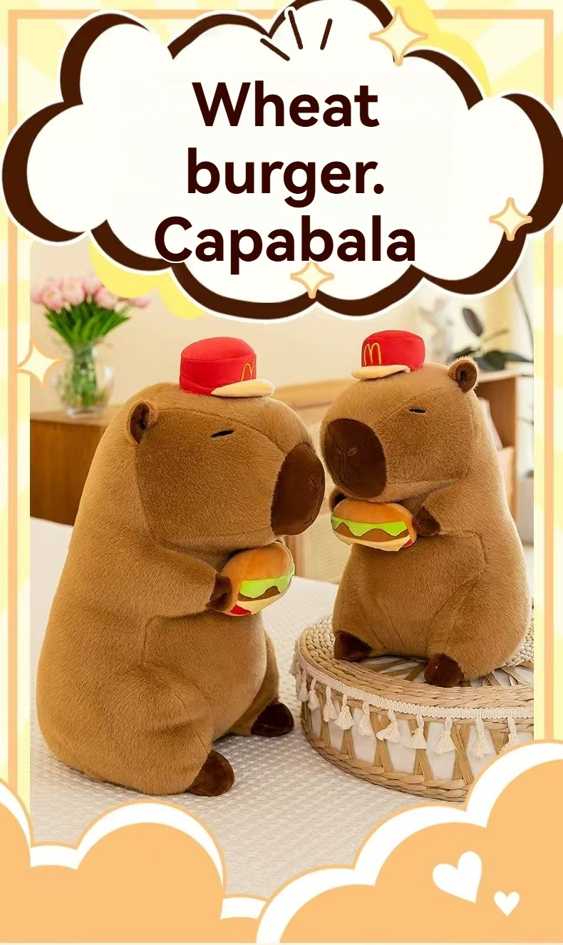 卡皮巴拉玩偶 capybara plush toy capybara plushie Kapibara Burger Plush Toy ...