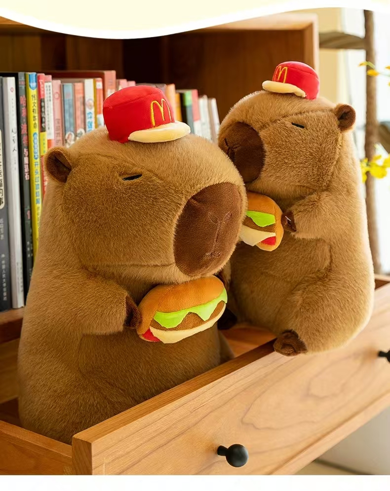 卡皮巴拉玩偶 capybara plush toy capybara plushie Kapibara Burger Plush Toy ...