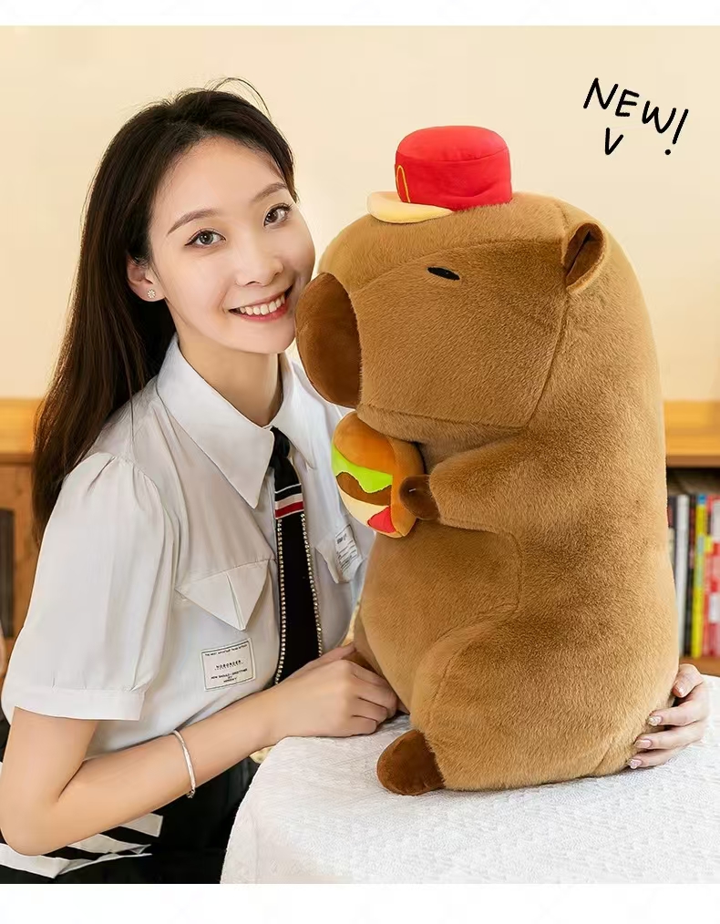 卡皮巴拉玩偶 capybara plush toy capybara plushie Kapibara Burger Plush Toy ...
