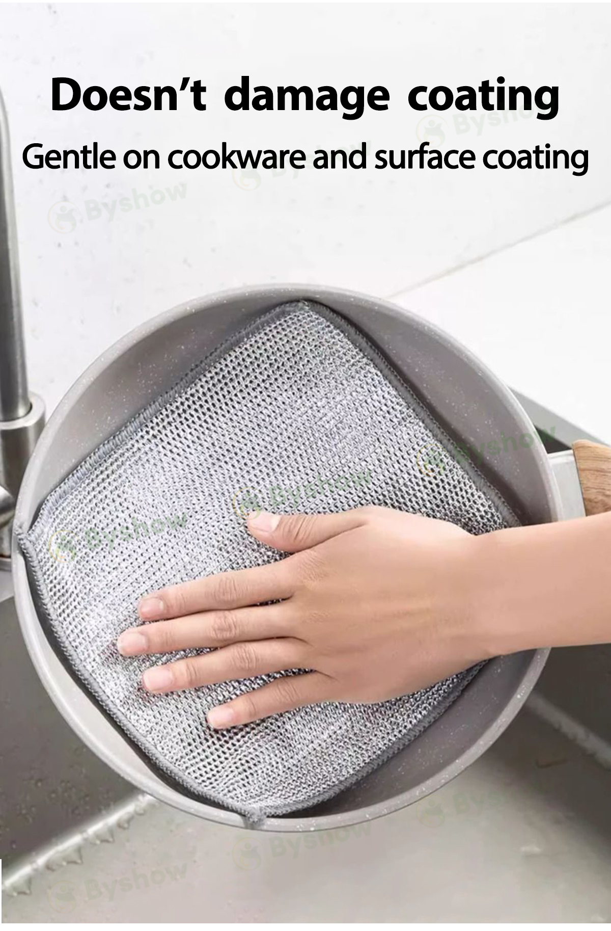 【Byshow】Metal Wire Cleaning Cloth Silver Steel Wire Dish Cloth Pan Rust ...