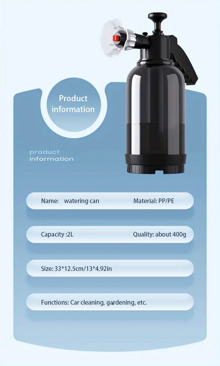 High Pressure Foam Spray Can 2L Hand Pump Dual-Use Sprayer for Car Wash ...