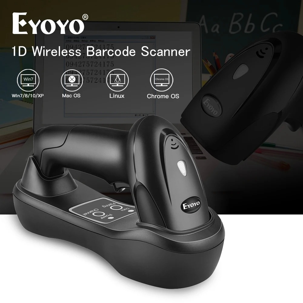 Eyoyo EY-6900D 1D Handheld Wireless Barcode Scanner Reader USB Cradle ...