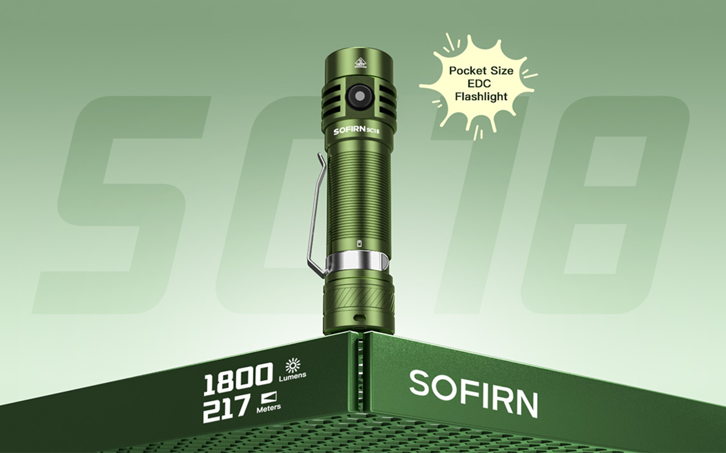 Sofirn Green SC18 USB Type C Rechargeable Torch, Super Bright Small ...