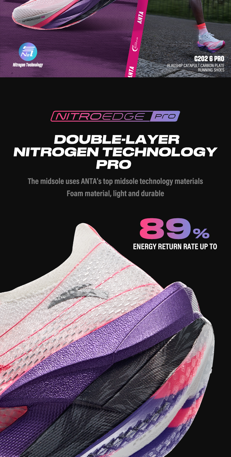 [MARATHON 3H30] ANTA Men C202 6 PRO Running Shoes Race Training Carbon Plate Kasut Larian ...