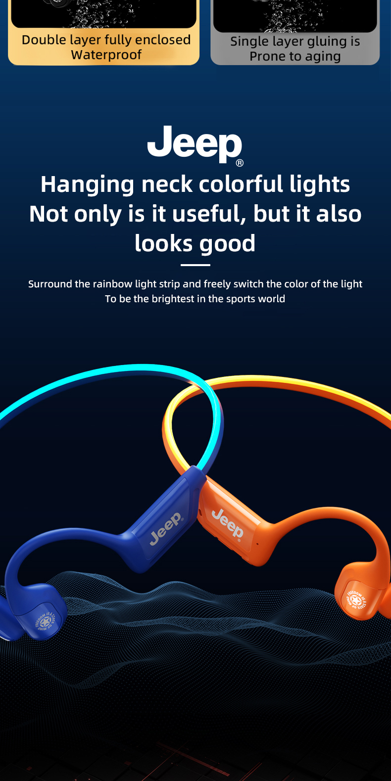 Jeep EC025 Bone Conduction Earphone IPX8 Waterproof 16G Memory MP3 ...