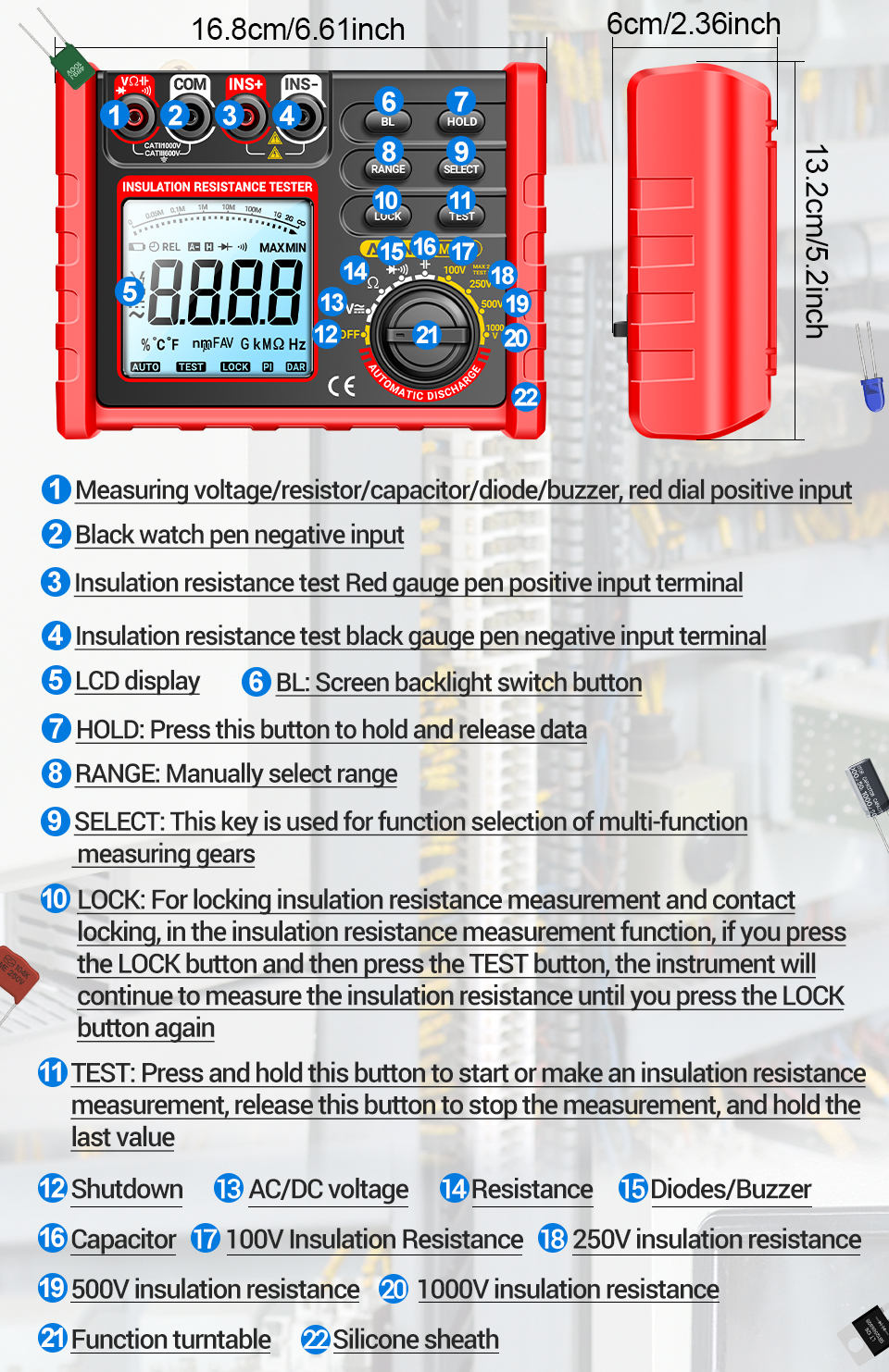 ANENG MH15 Insulation Resistance Multifunctional Digital Meter ...