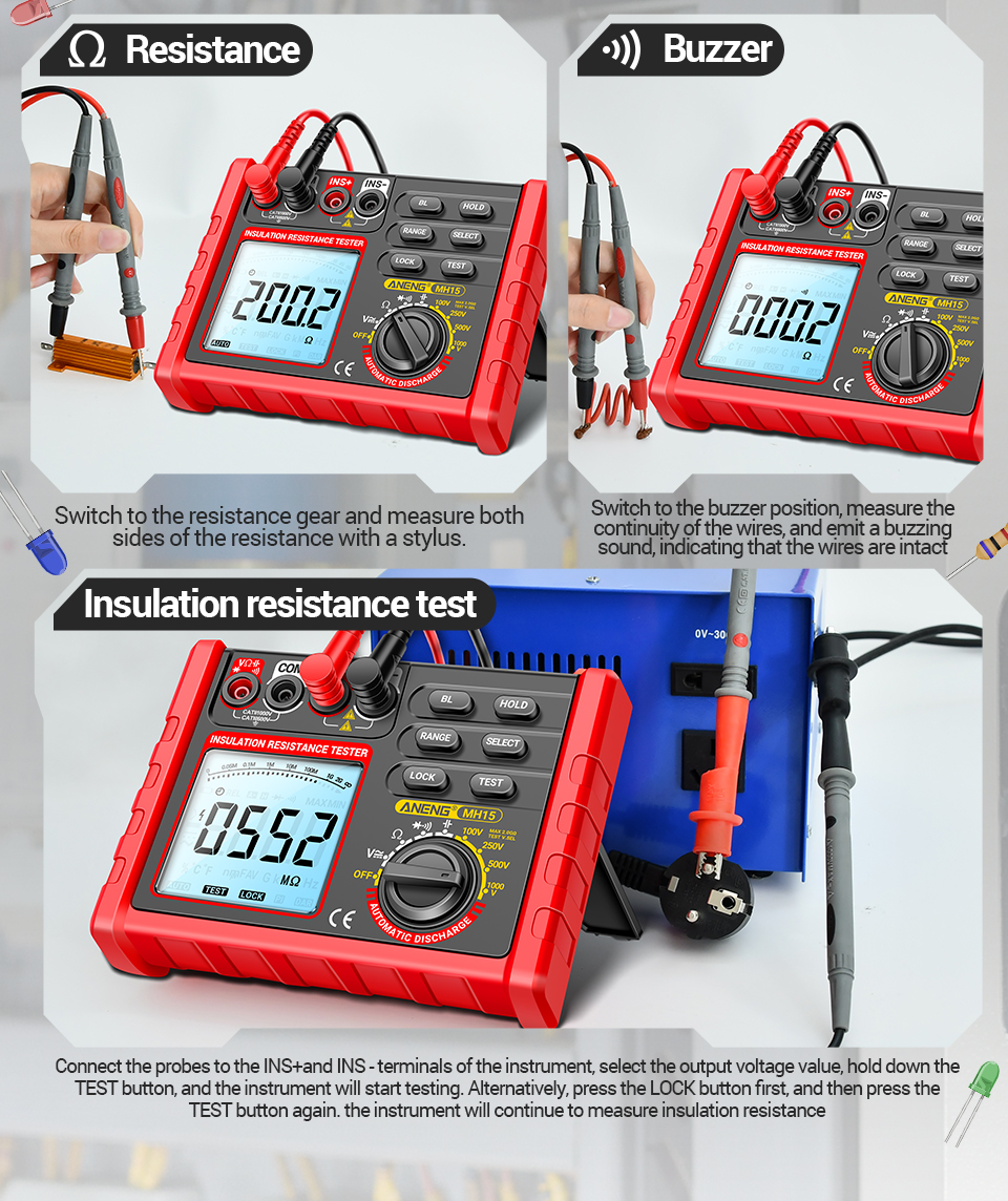 ANENG MH15 Insulation Resistance Multifunctional Digital Meter ...