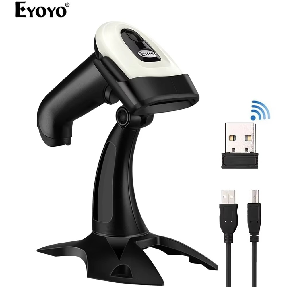Eyoyo Wireless 2D Barcode Scanner with Adjustable Stand Bluetooth 2.4G ...