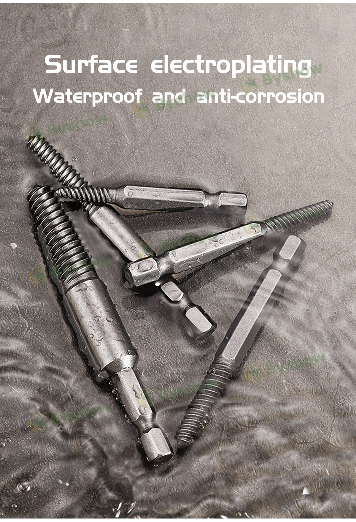 【Byshow】5Pcs/SET Screw Extractor Kit Damaged Screws Damaged Removal Tool stripped Screw ...