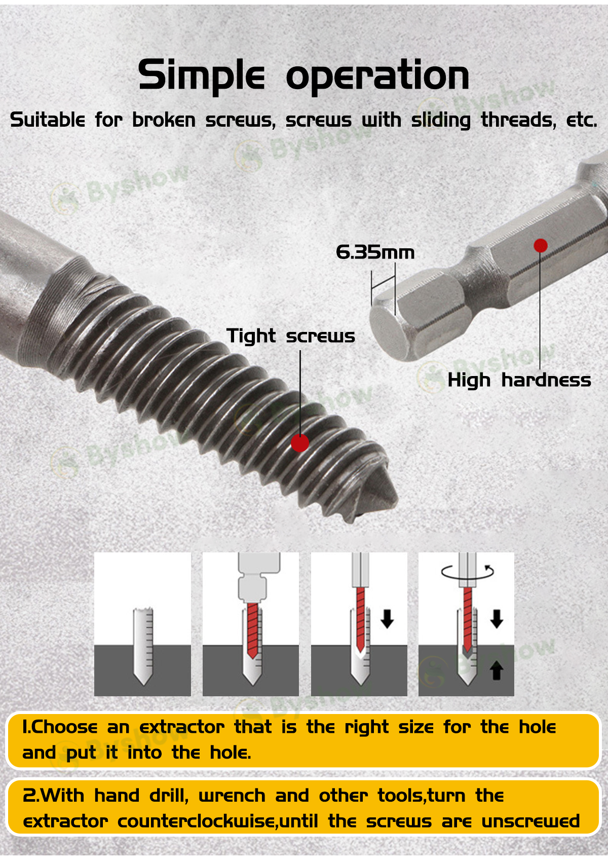 【Byshow】5Pcs/SET Screw Extractor Kit Damaged Screws Damaged Removal ...