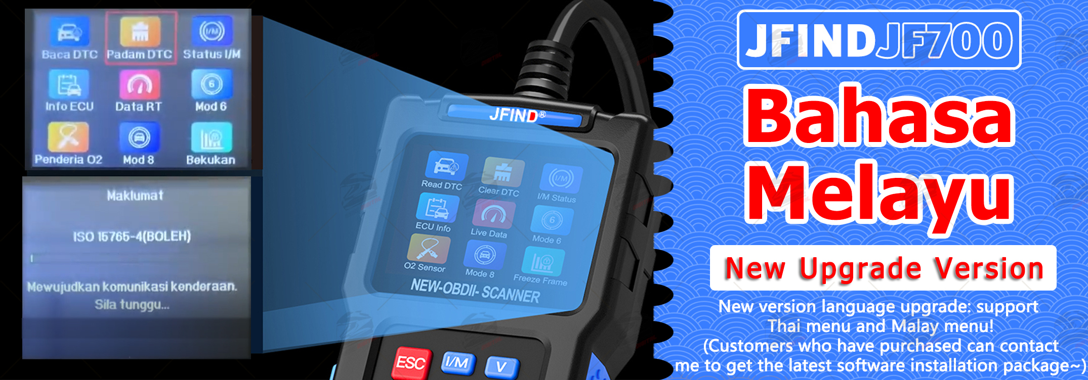 [Melayu Menu] JFIND JF700 Car & Motorcycle OBD2 Scanner for Perodua ...