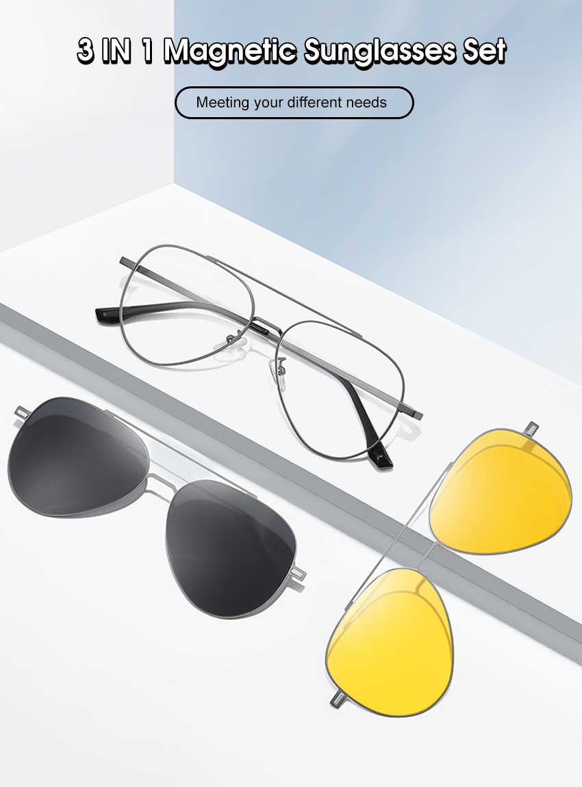 MENSPE Fashion 3 In 1 Sunglasses Anti-Blue Light Polarized Night Vision ...