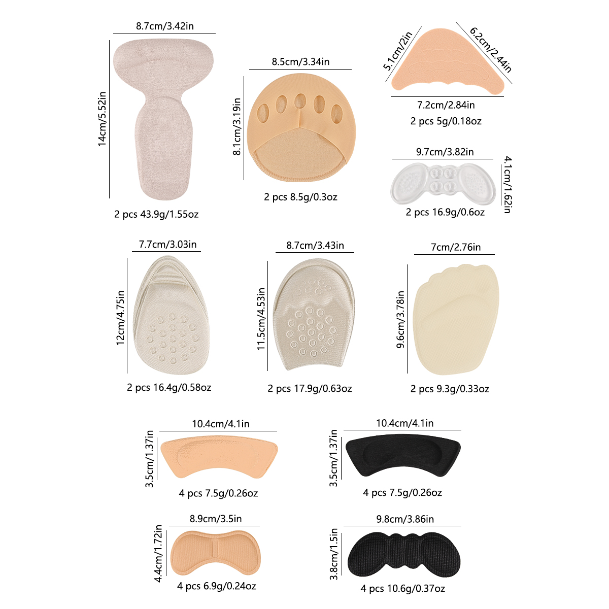 18 Types Shoe Insoles Heel Pads For Large Shoes Forefoot Cushion High ...