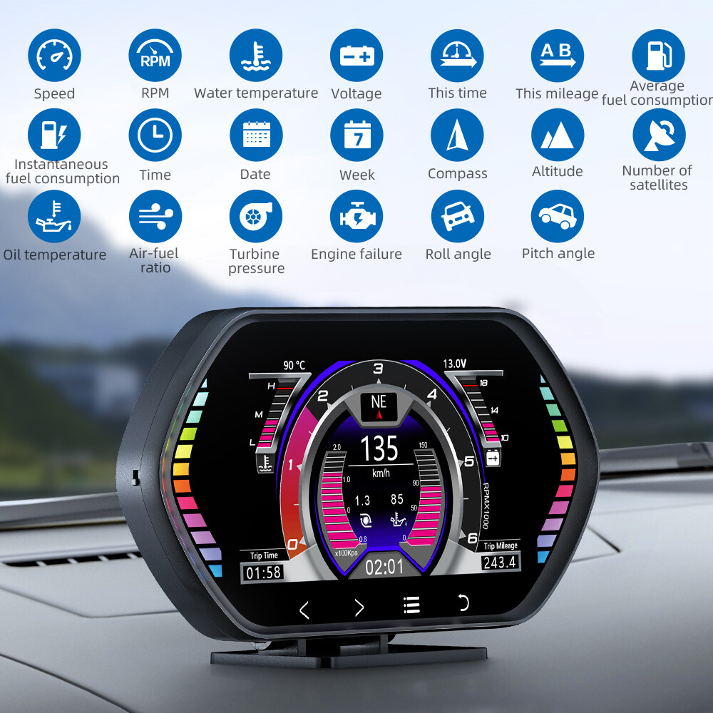 Universal OBD+GPS 4.5Inch Smart Gauge HUD F12 Upgrade Version Smart ...
