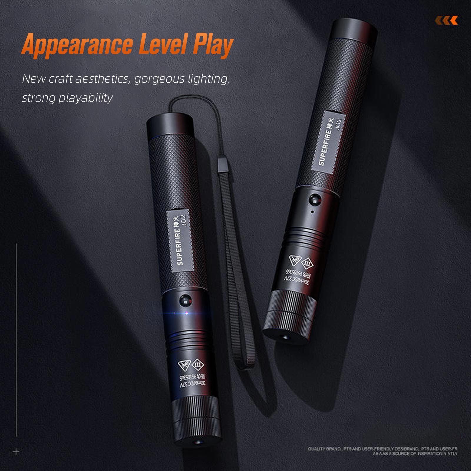 SUPERFIRE J02 Laser Flashlight USB Rechargeable Pointer Aluminum Alloy ...