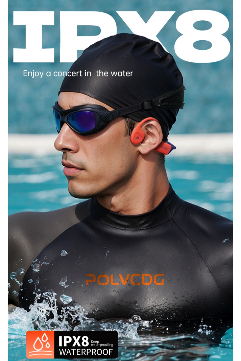 Polvcdg-X16 IPX8 Waterproof Bone Conduction Swimming Headset Liquid ...