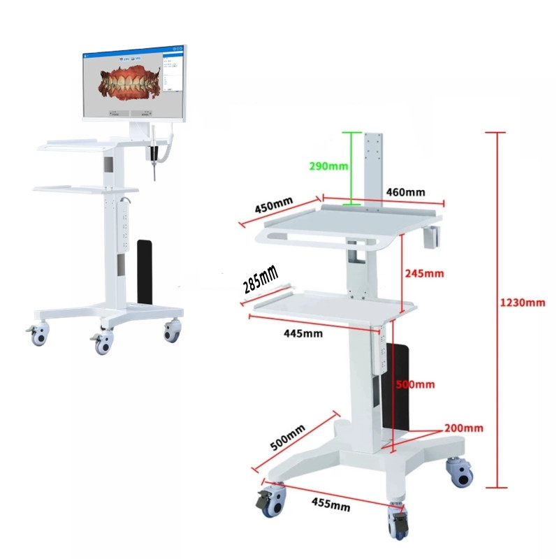 Dental Built-in Socket Cart 3 Shelves Intraoral Scanner Trolley Cart ...