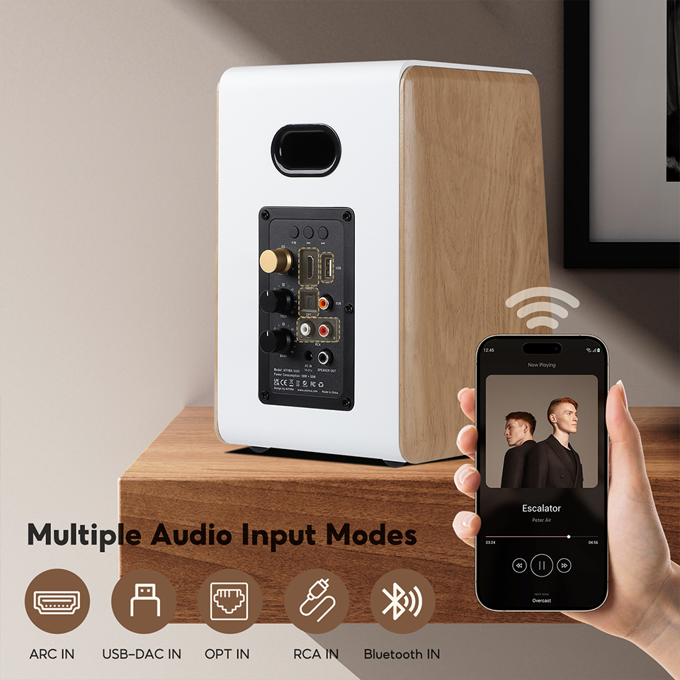 AIYIMA S600 Bluetooth Bookshelf Speaker 4 Inch 50WX2 Active Audio Power HiFi Home Support 24bit ...