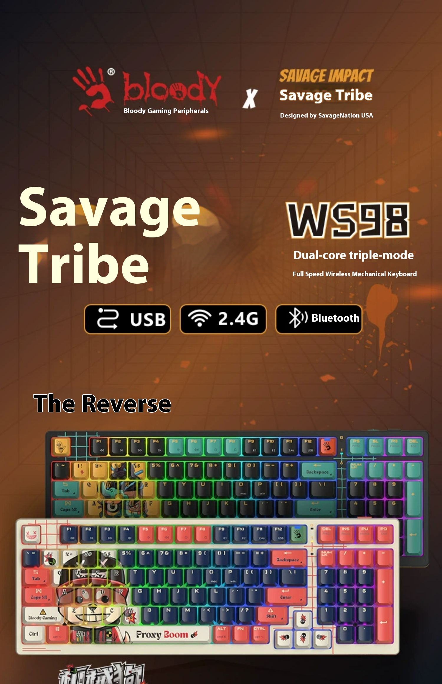 SAVAGEIMPACT Savage Tribe WS98 Wireless Mechanical Keyboard 95% Hot ...