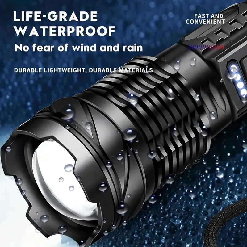 Strong light P50 LED flashlight type-c rechargeable zoomable outdoor ...