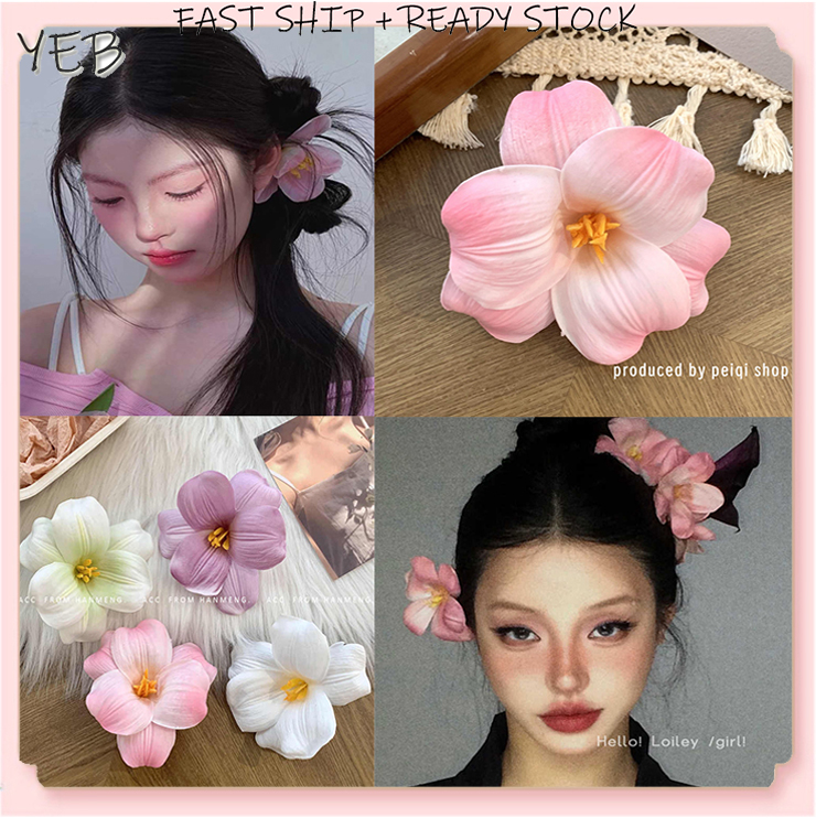 In Stock 】New women's floral hair clip with fresh and sweet side bangs ...
