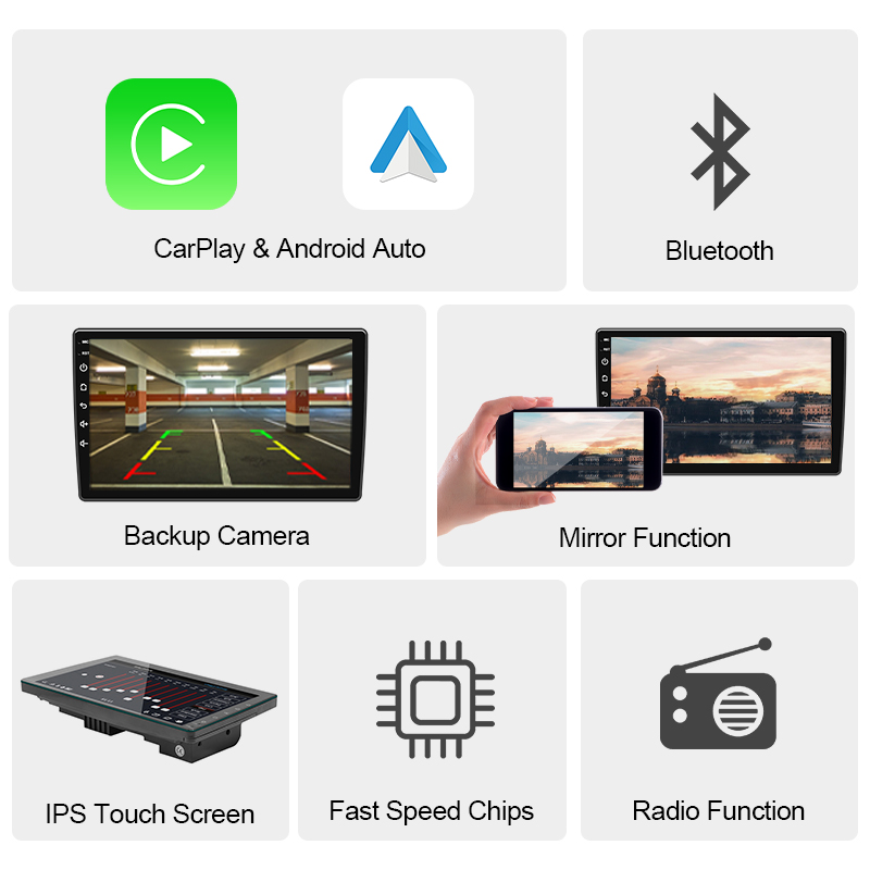 CarPlay Android Auto Wireless 2 Din Car Radio Multimedia Video Player ...