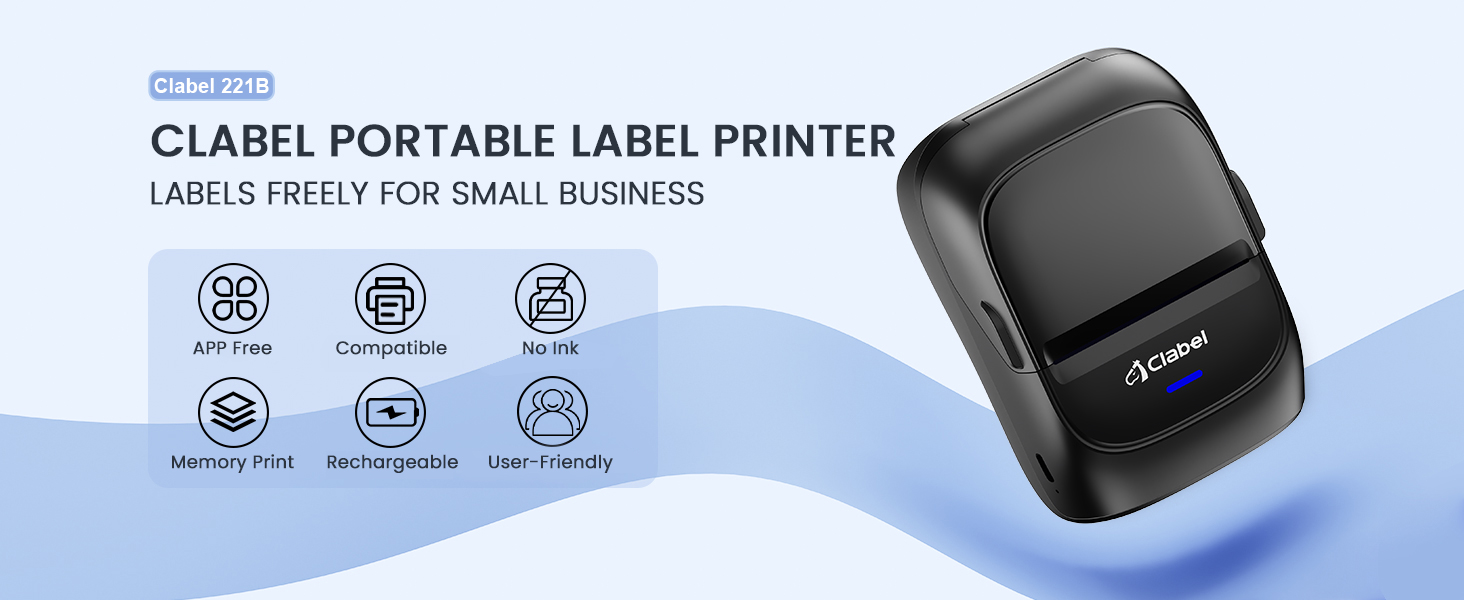 CLABEL 221B Portable Label Printer Bluetooth Thermal Printer ...