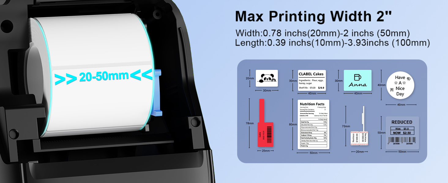 CLABEL 221B Portable Label Printer Bluetooth Thermal Printer ...