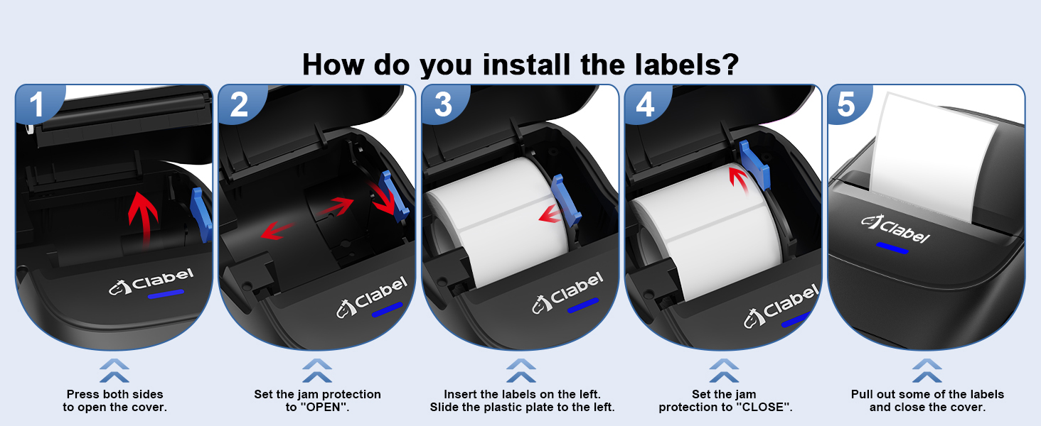 CLABEL 221B Portable Label Printer Bluetooth Thermal Printer ...