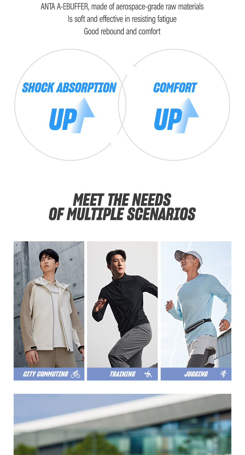 [3-10KM+] ANTA Men A-EBUFFER 9 PRO Training Shoes HABU Knob Gym Running ...