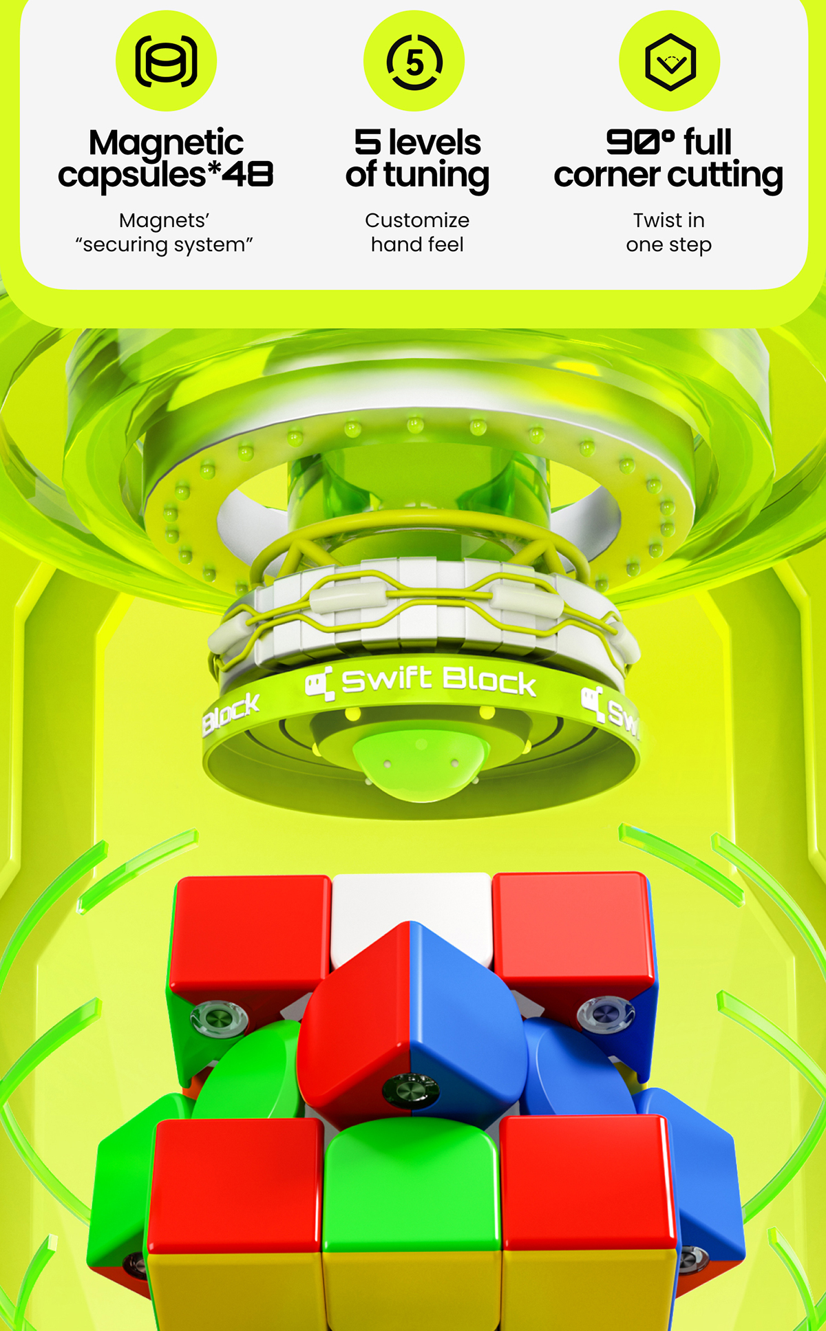 Swift Block 355 Maglev 3x3 Speed Cube Educational Cube Puzzle Toys for ...