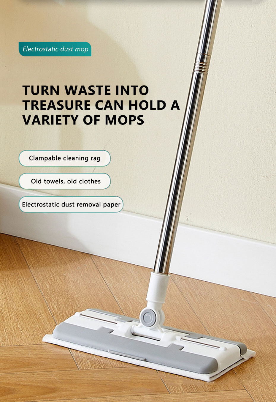 Dust Mop Wet Paper Mop, Buckle Type Mop Disposable mop Tisu Pengelap ...