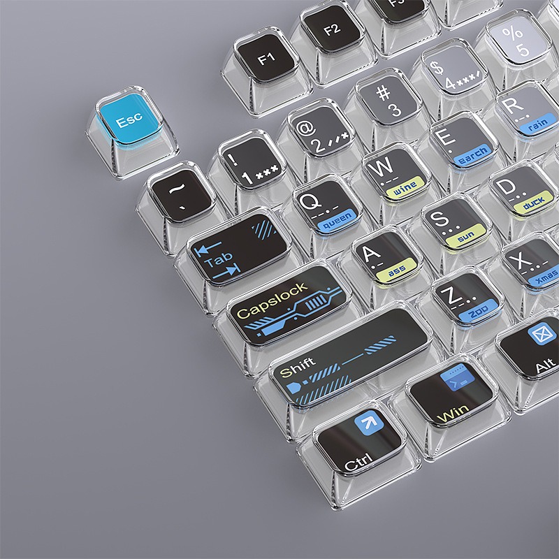 -LW- Double Layered PC Crystal Jelly Keycaps MDA Profile Mechanical ...