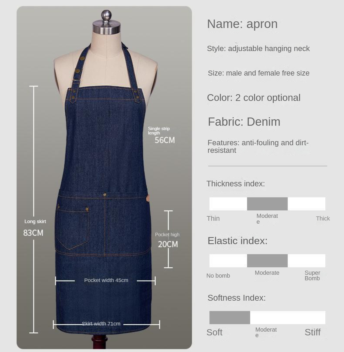Ready Stock Thickened denim apron custom printed logo catering coffee ...
