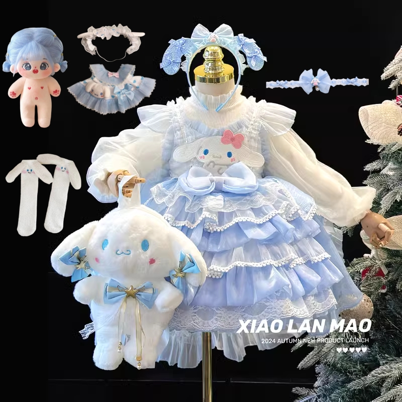 Anime Sanrioed Girl Kids Cartoon Lolita Dress Set Cinnamoroll Cosplay ...
