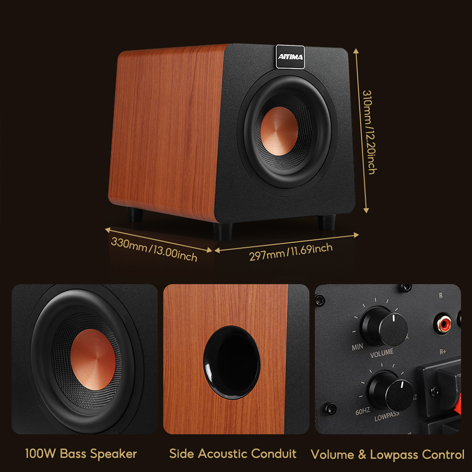 AIYIMA 800X Subwoofer 150W 3Ohm 8 Inch Active Speaker Deep Bass Wood Grain Woofer Amplifier ...