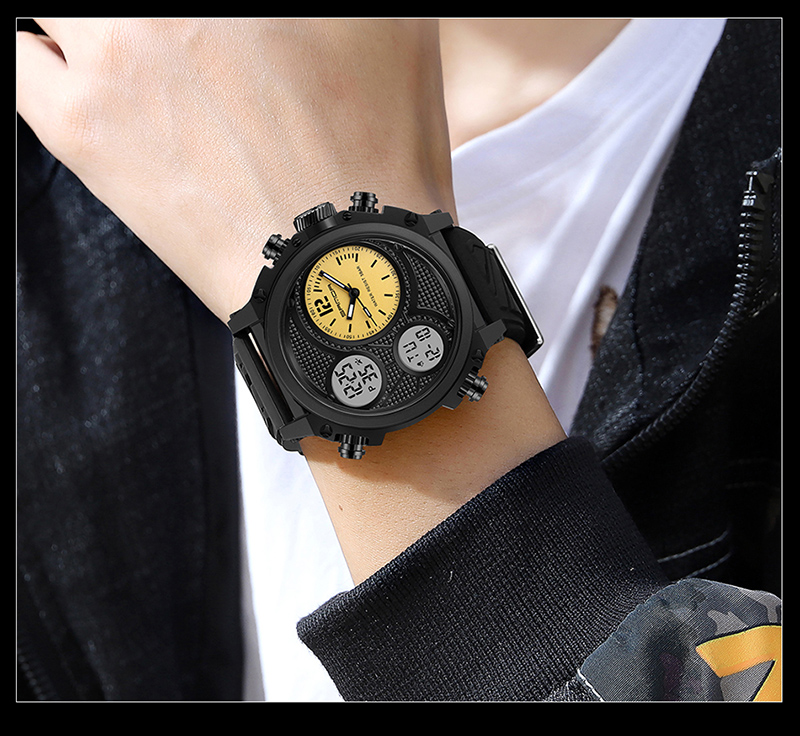 SANDA Fashion Waterproof Dual Display Multifunctional Men's Watch 3002 ...