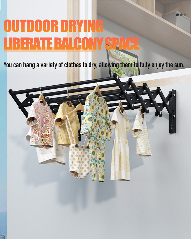 Retractable Cloth Hanger Stainless Steel Wall Mounted Clothes Drying ...