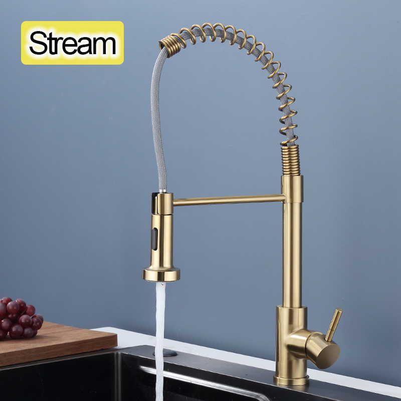 Baokemo Faucet for Kitchen Sink Golden Kitchen Faucet with Pull Down ...