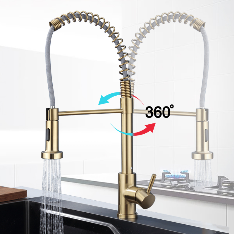 Baokemo Faucet for Kitchen Sink Golden Kitchen Faucet with Pull Down ...