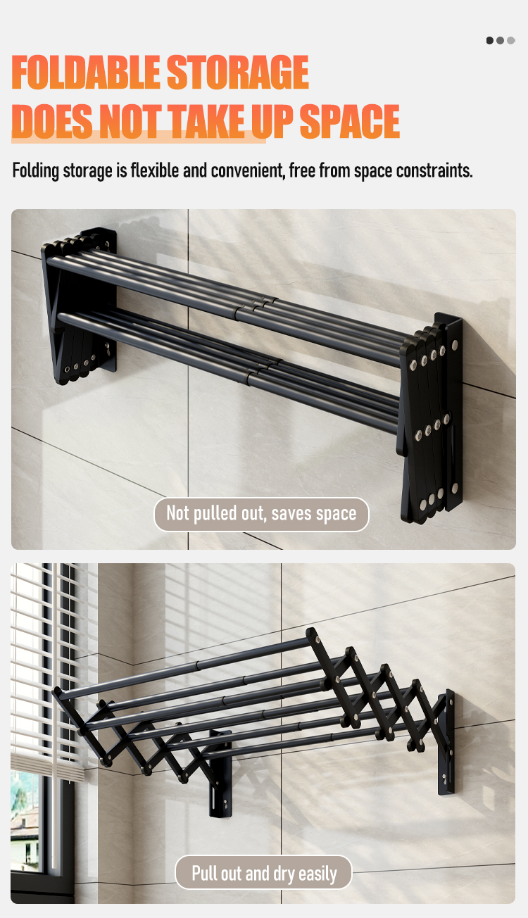 Retractable Cloth Hanger Stainless Steel Wall Mounted Clothes Drying ...