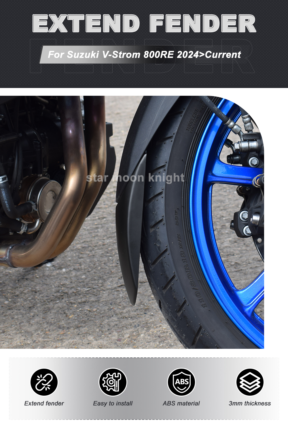 Mudguard Extensions For Suzuki V-Strom 800RE V Strom 800 RE Motorcycle ...
