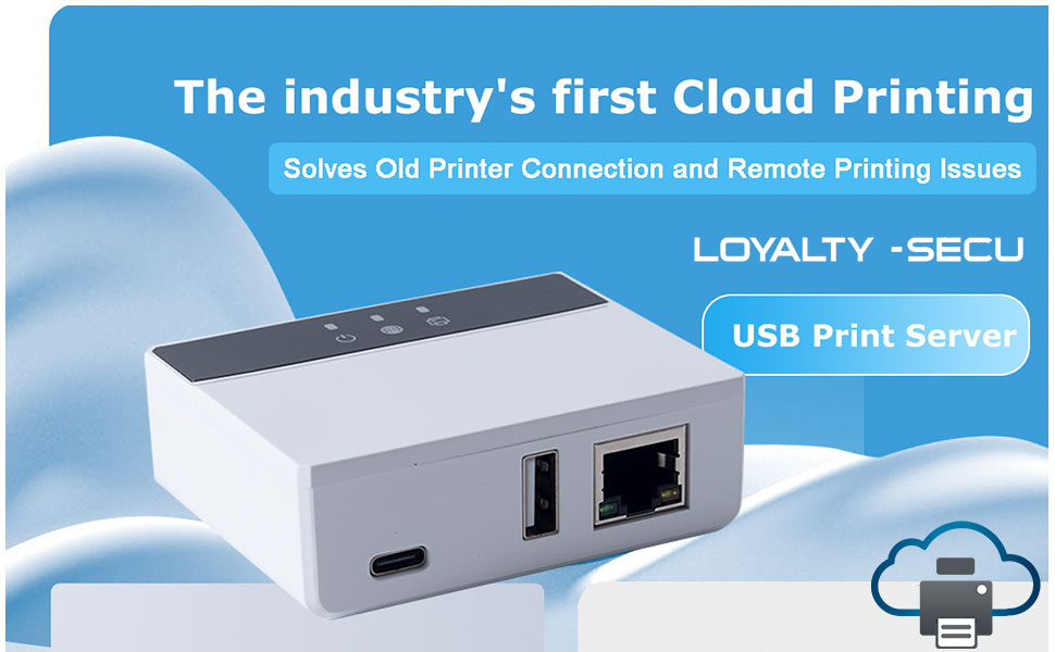 LOYALTY-SECU WiFi Bluetooth Cloud Print Server for USB Printers ...