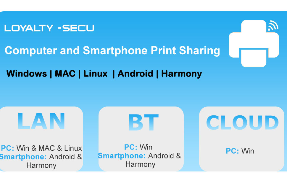 LOYALTY-SECU WiFi Bluetooth Cloud Print Server for USB Printers ...