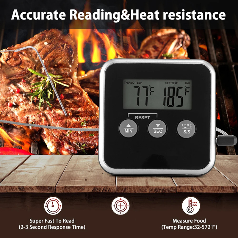 KIPRUN Digital Food Thermometer With Probe, BBQ Meat Water Oil Cooking ...