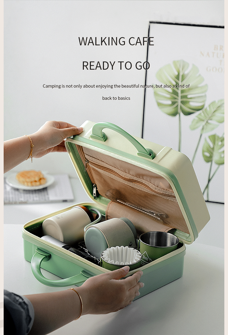 BINCOO Coffee Storage Box Hand-brewed Coffee Set Moka Pot Camping ...