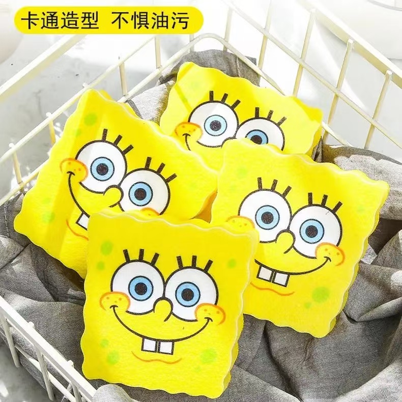 Spongebob SquarePants Dishwashing Scouring Pad Cleaning Cartoon Double ...