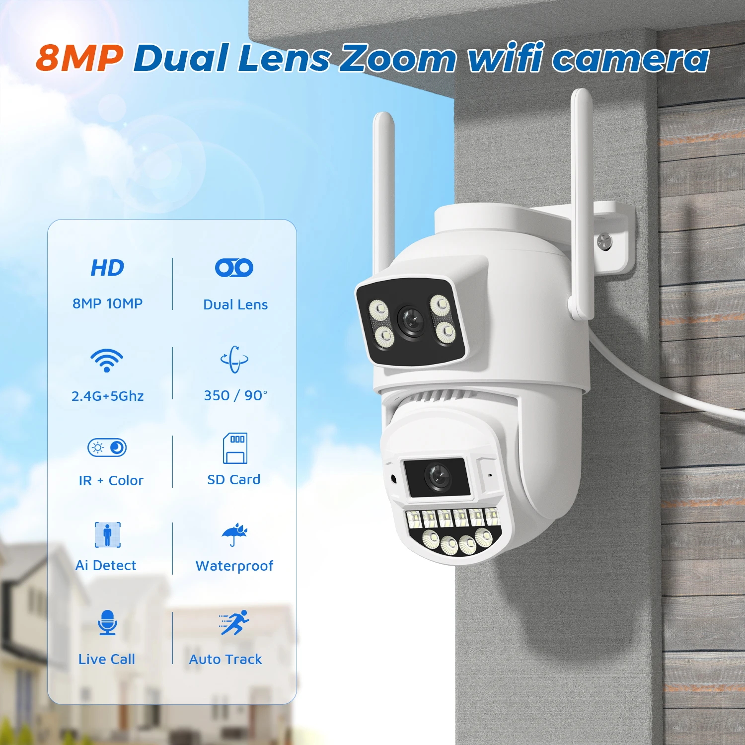 Hamrol 10MP 5G&2.4G HZ Dual Lens PTZ WiFi IP Camera Al Humanoid ...